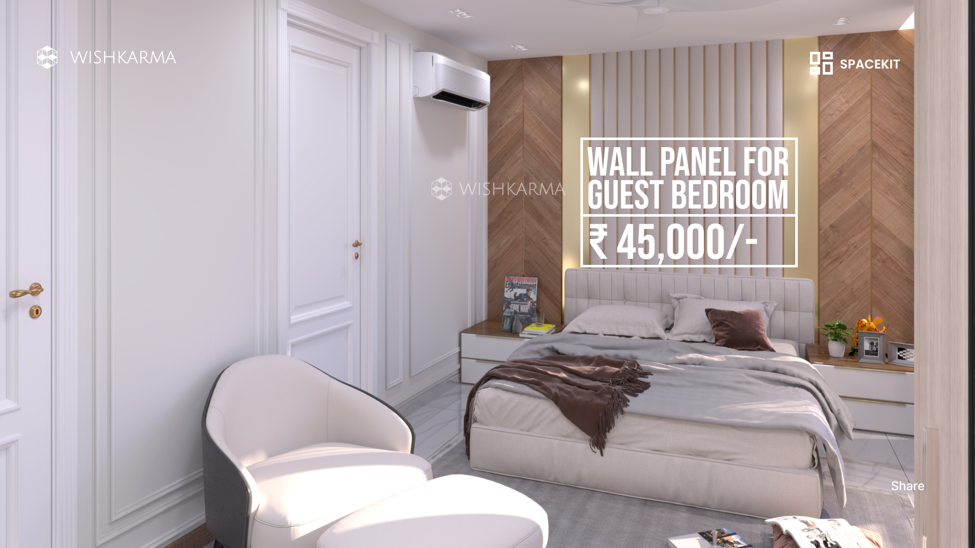 Wall Panel for a Guest Bedroom under ₹45,000
